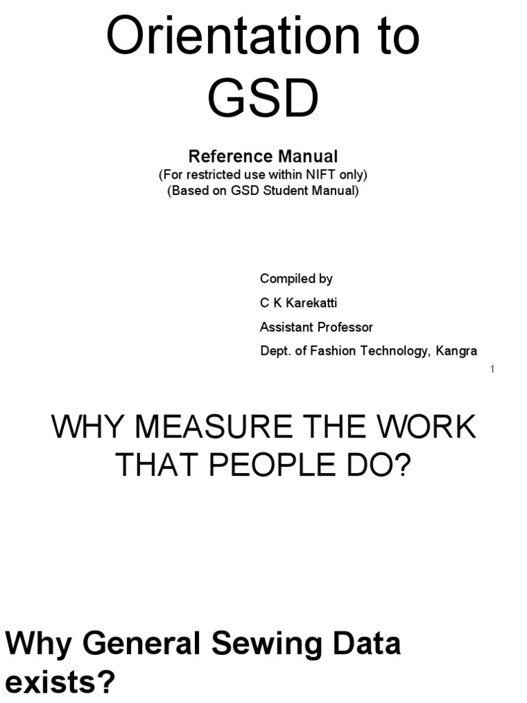 Orientation to GSD Reference Manual | PDF | Sewing | Seam (Sewing)