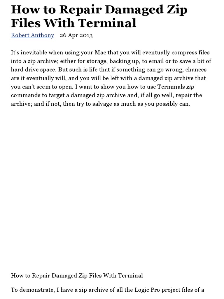 Repair ZIPfile | PDF | Zip (File Format) | Computer File