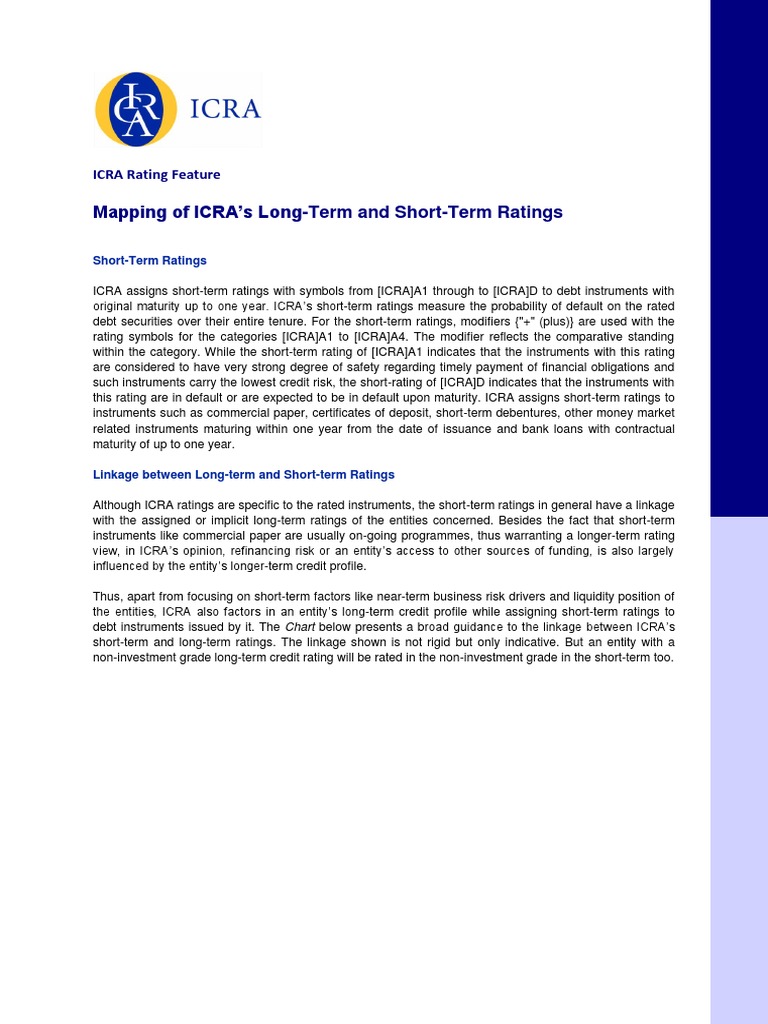 Mapping of ICRA's Long-Term and Short-Term Ratings | PDF | Finance ...