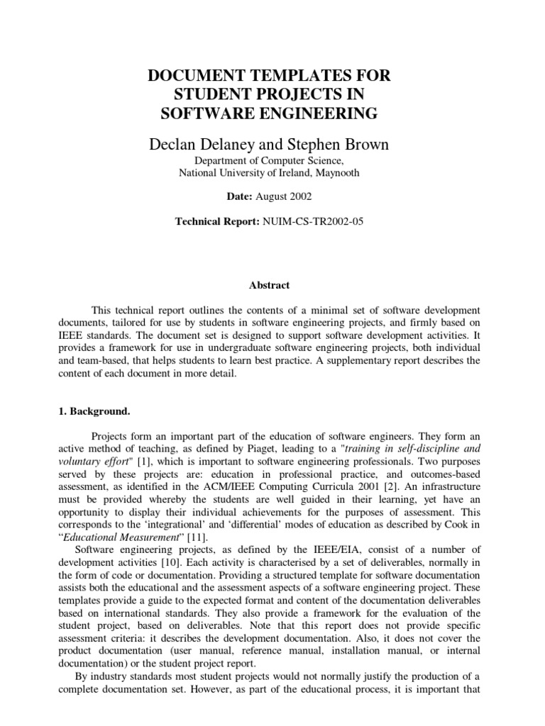 IEEE Templates for Software Projects | PDF