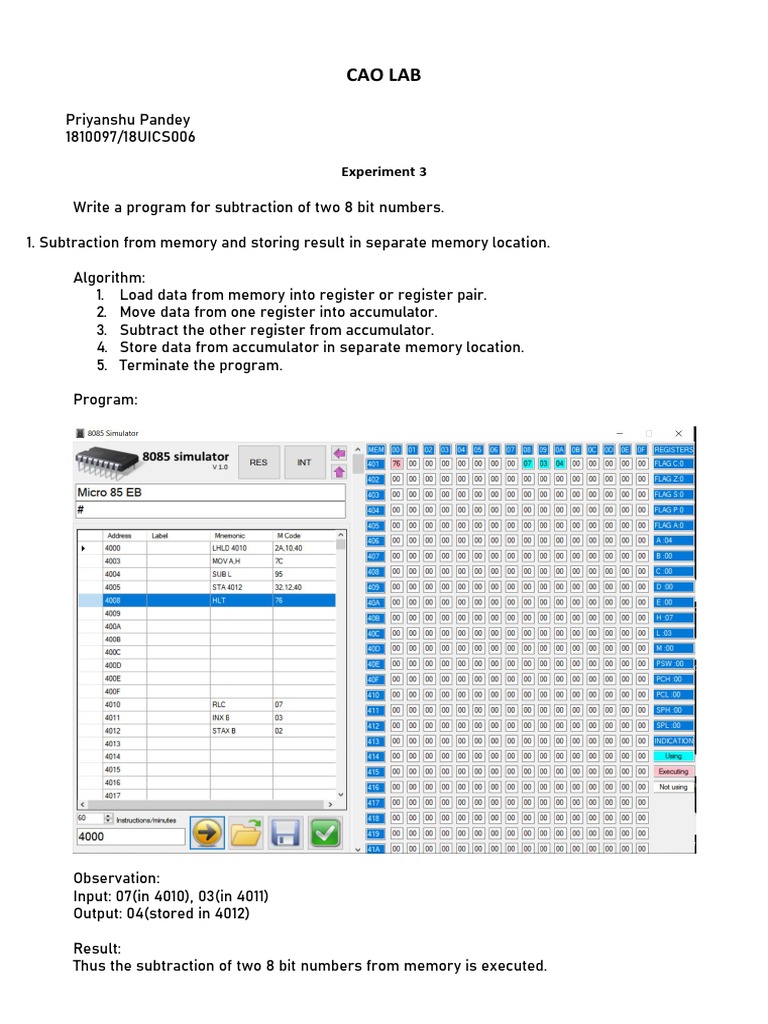 8-Bit Subtraction and Addition Programs | PDF | Teaching Methods ...