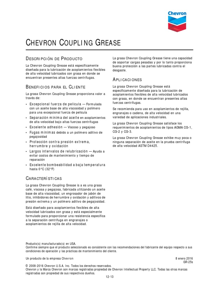 Chevron Coupling Grease | PDF | Lubricante | Petróleo