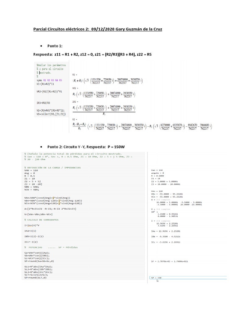 Parcial 2 Circuitos Eléctricos 2 Gary Guzman | PDF