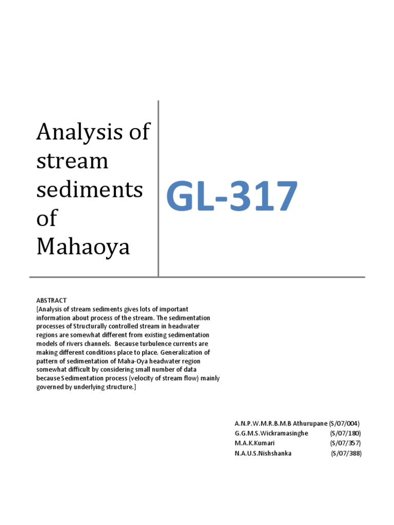 Annalysis of Sediments of Mahaoya | PDF | Sediment | Sedimentation