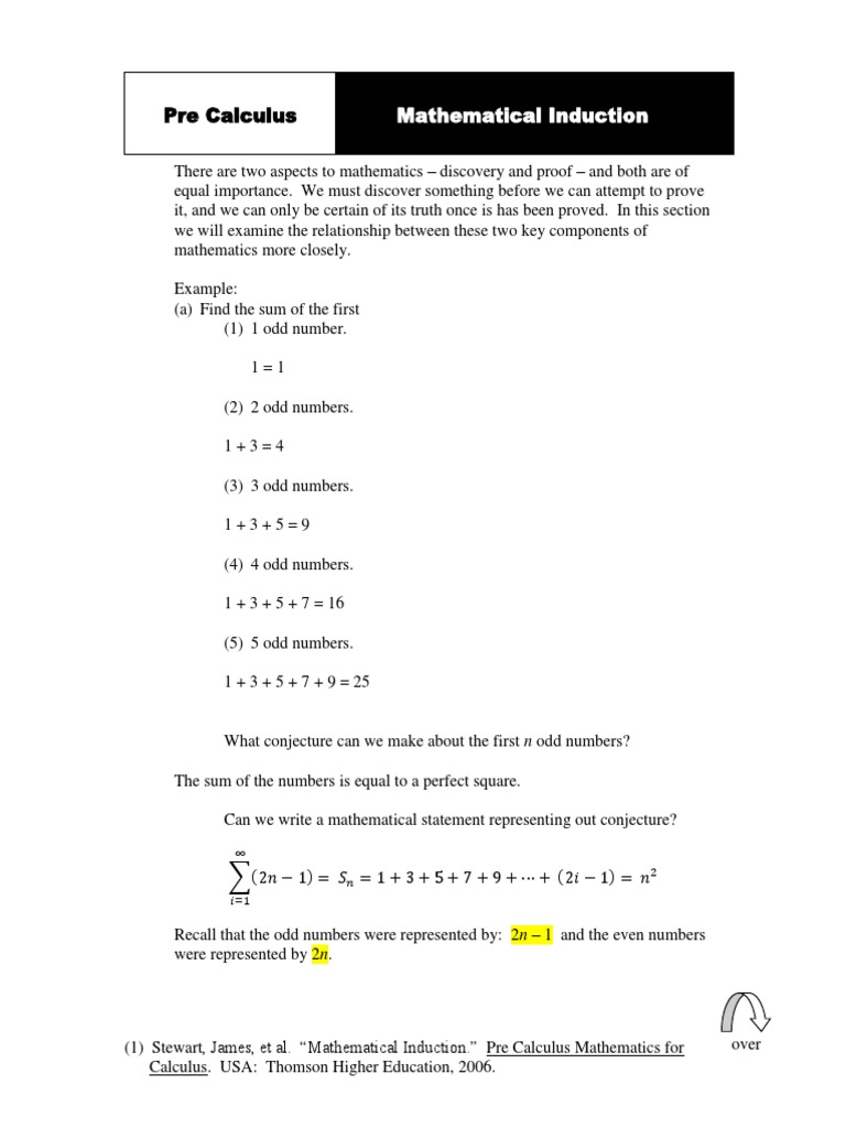 Class Sheet 61 Mathematical Induction Section 9.4 Part One Worked Out ...