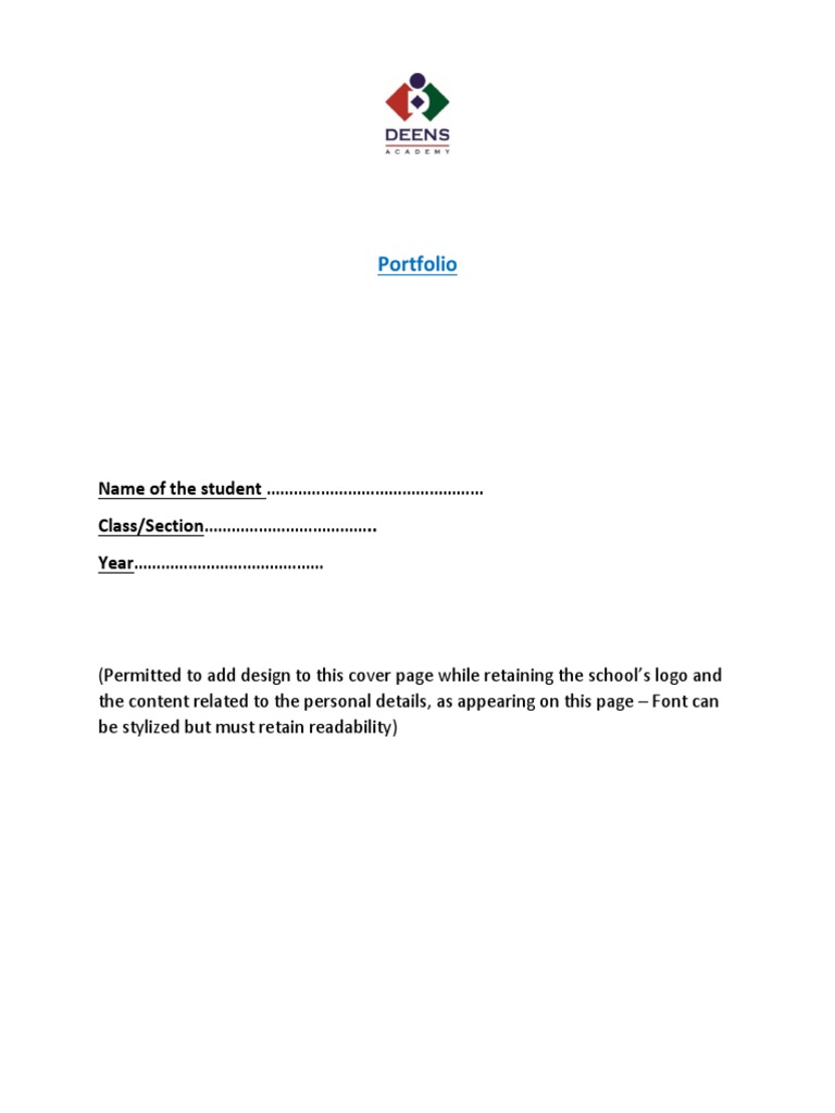 Sample Portfolio Format | Download Free PDF | Cognition