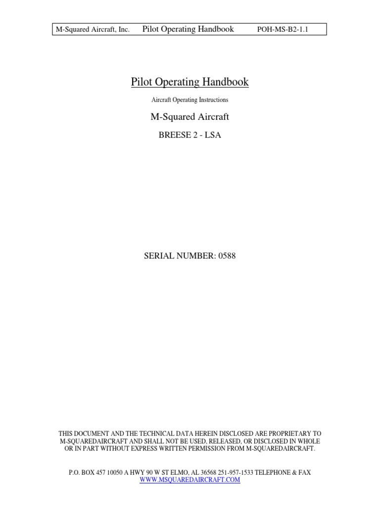 Pilot Operating Handbook: M-Squared Aircraft | PDF | Takeoff | Landing Gear