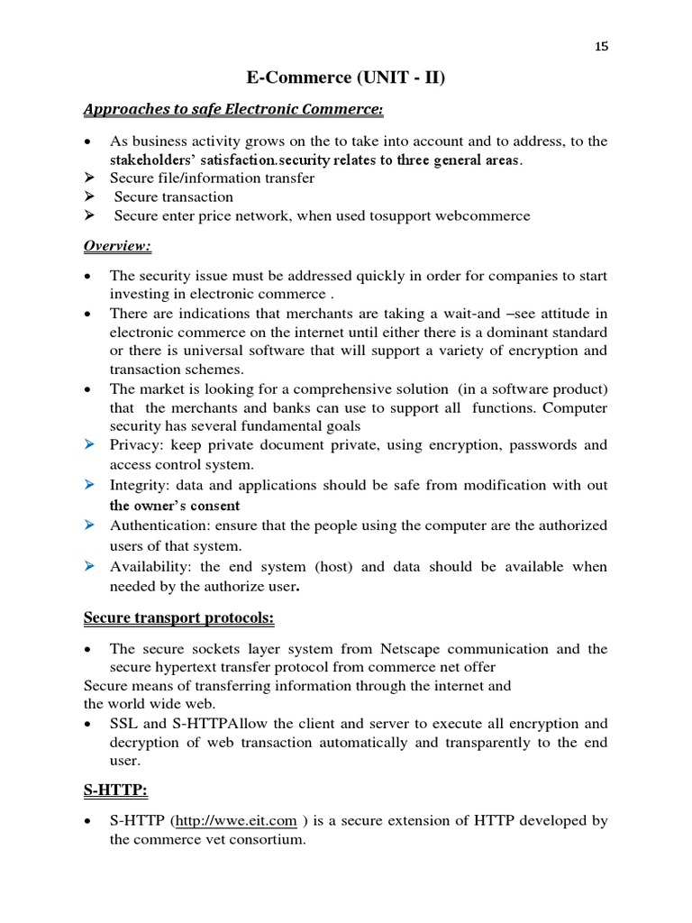 ECommerce Unit 2 | PDF | Key (Cryptography) | Public Key Cryptography