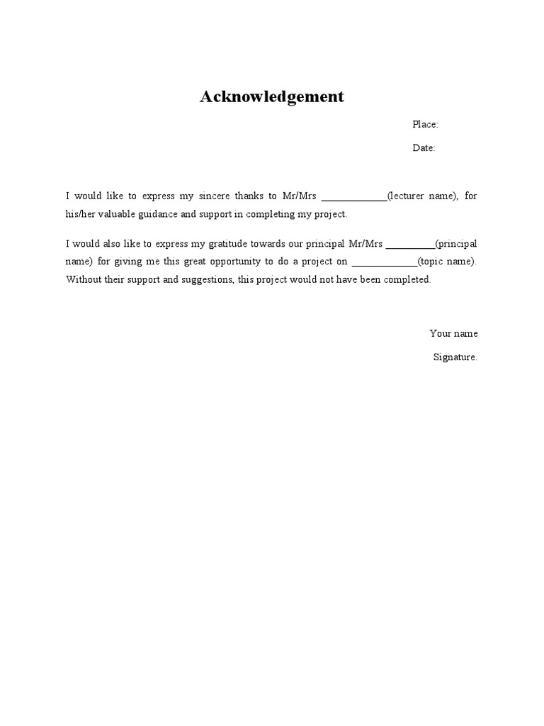 Acknowledgement For College Project 1 | PDF