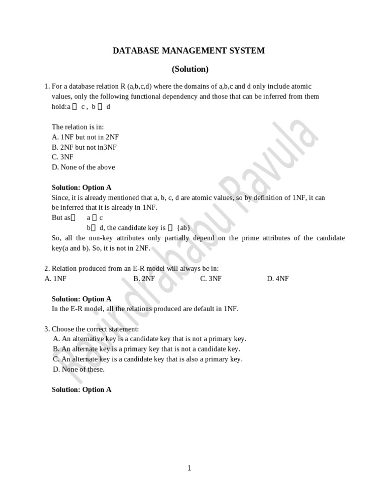 Database Management System (Solution) | PDF | Information Retrieval | Data Management