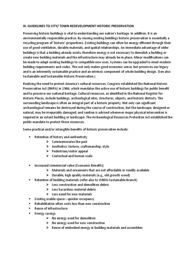 Historical Preservation and Redevelopment Guidelines | PDF ...
