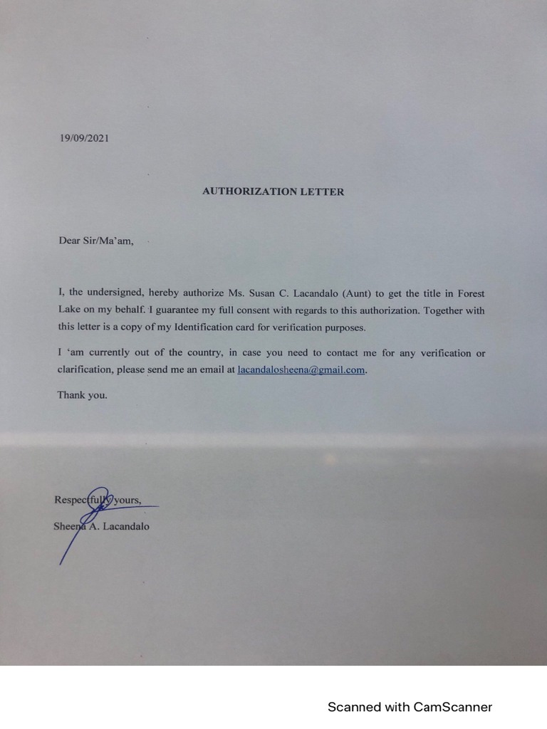 Authorization Letter | PDF