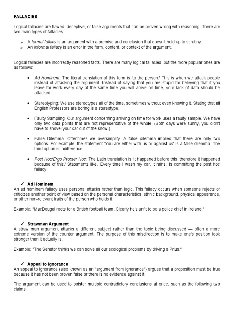 Fallacies | PDF | Fallacy | Argument