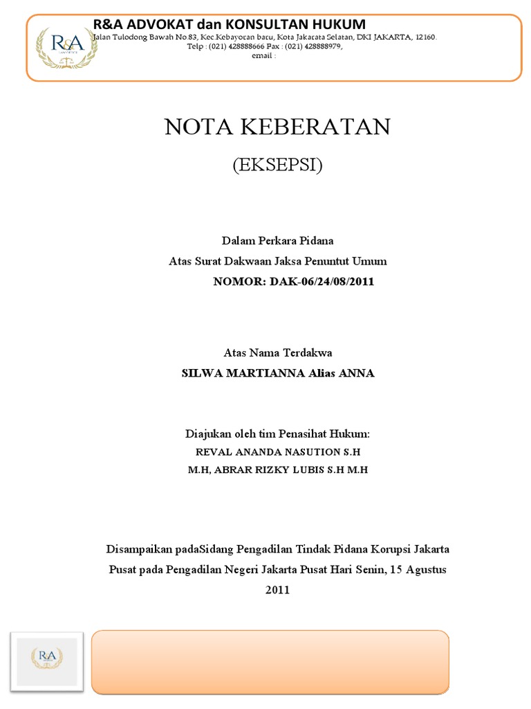NOTA KEBERATAN PH (1) - Dikonversi | PDF | Ilmu Sosial | Hukum