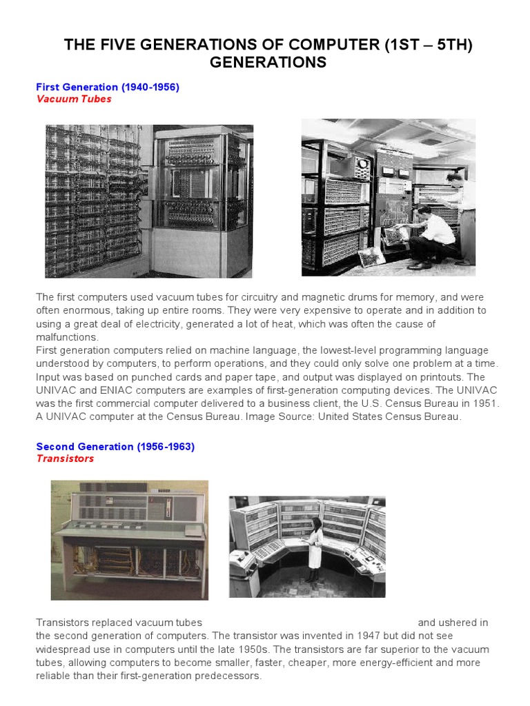 The Five Generations of Computer | PDF | Microprocessor | Integrated Circuit