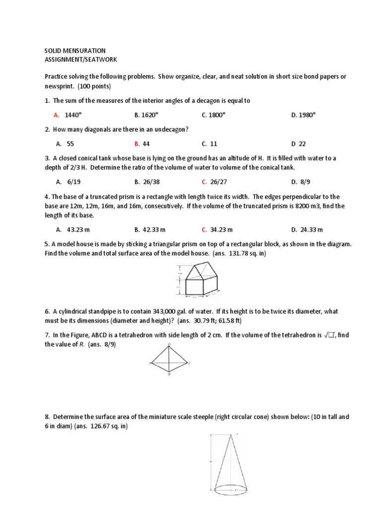 Geometry Problem Set | PDF | Area | Volume
