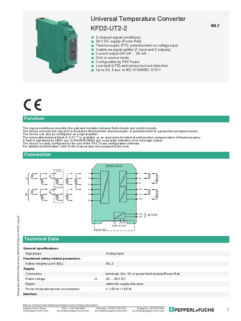 Universal Temperature Converter KFD2-UT2-2: Function | PDF ...