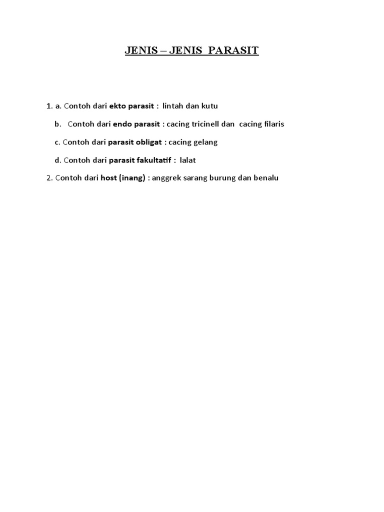 Jenis-Jenis Parasit dan Contohnya | PDF | Dewasa Muda | Fiksi Umum