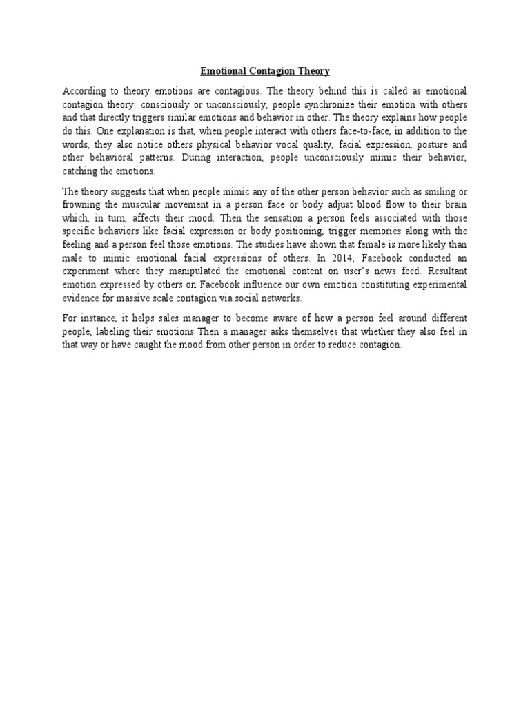 Emotional Contagion Theory | PDF