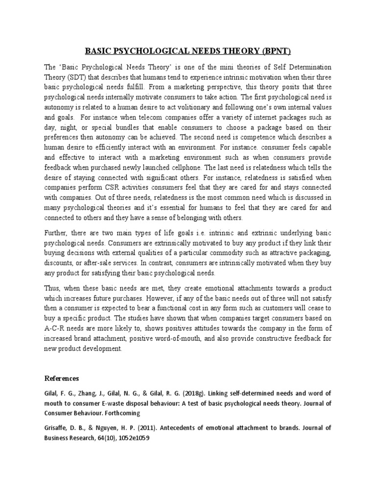 Basic Psychological Need Theory (Minza) | PDF | Motivational | Motivation