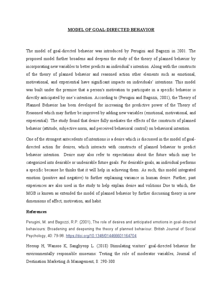 Model of Goal-Directed Behavior | PDF | Science & Mathematics