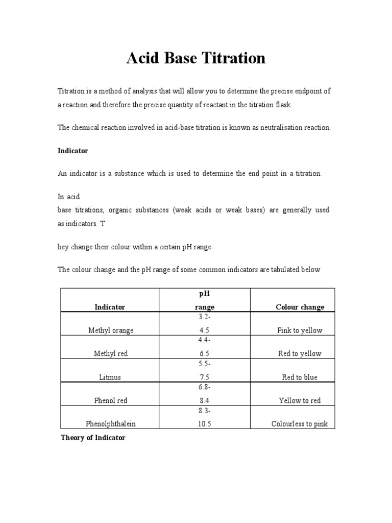 Acid Base Titration - Titration Curve | PDF | Chemistry | Titration