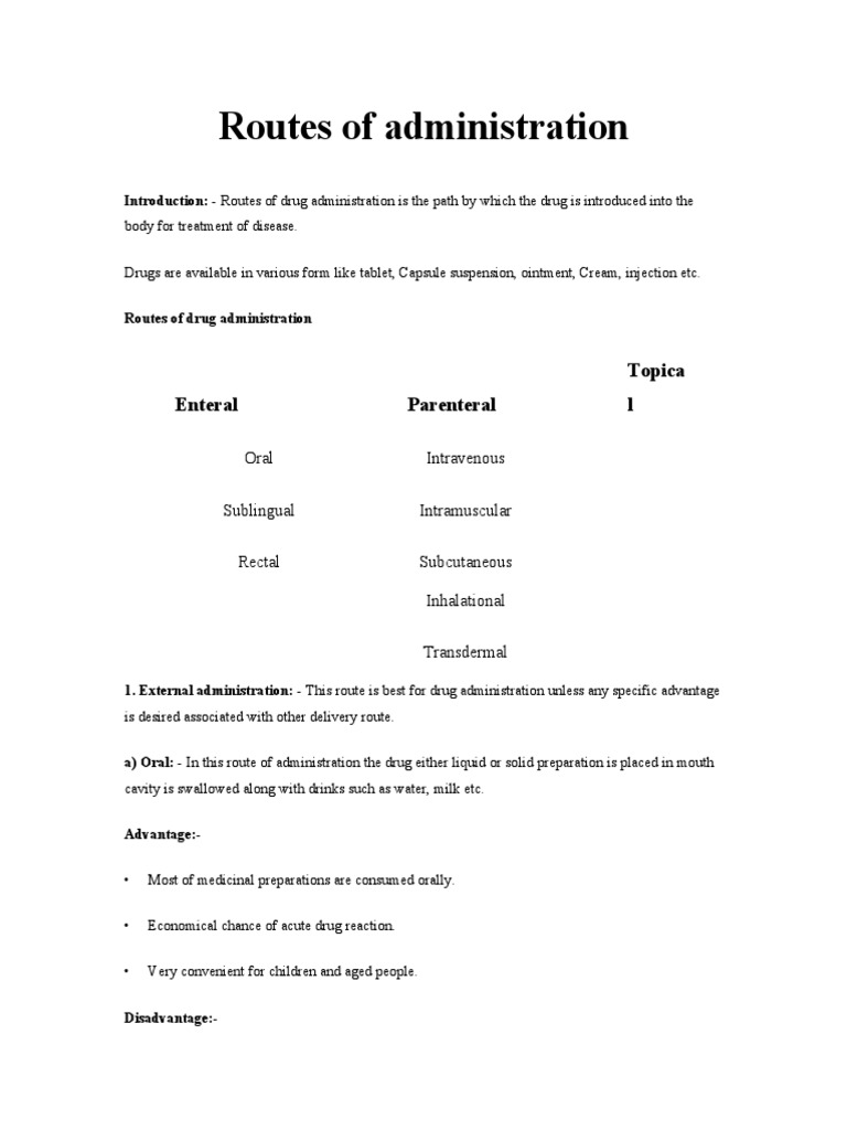 Routes of Administration | PDF | Intravenous Therapy | Medical Specialties