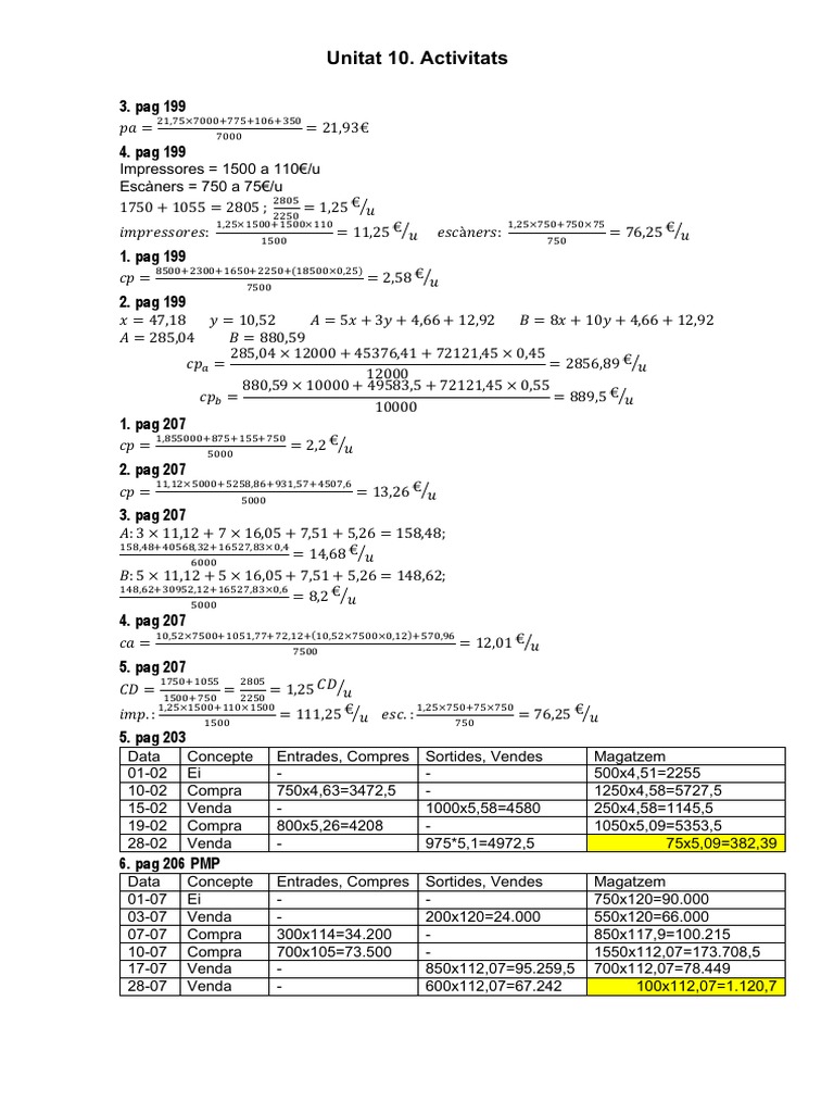 Pag 199 4. Pag 199: Unitat 10. Activitats | PDF