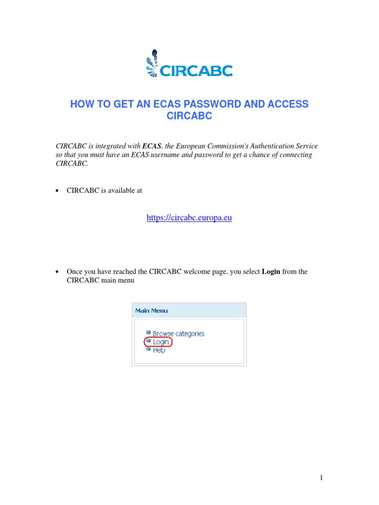 How To Get An ECAS Password and Access CIRCABC | PDF | Login | Password