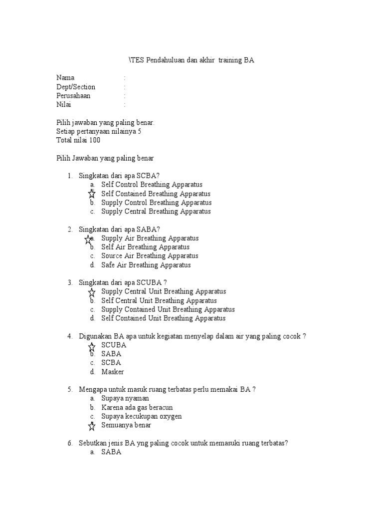 Pertanyan Ba Training | PDF