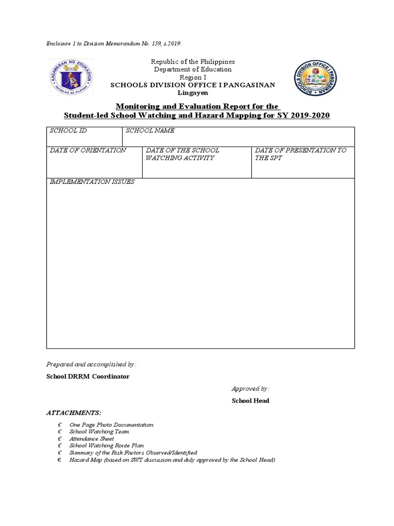 Monitoring and Evaluation Report For Student-Led School Watching and ...
