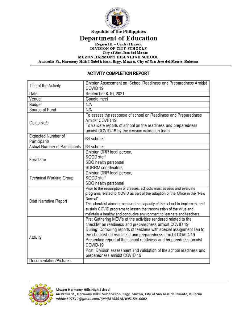 ACTIVY-COMPLETION-REPORT-ACR-On SDO Assessment On Readiness and ...