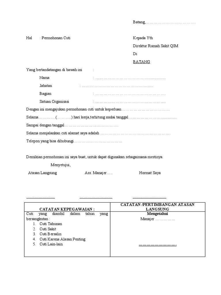 Form Cuti 2021 | PDF