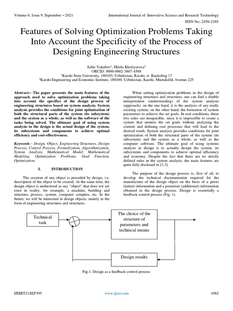 Features of Solving Optimization Problems Taking Into Account The ...