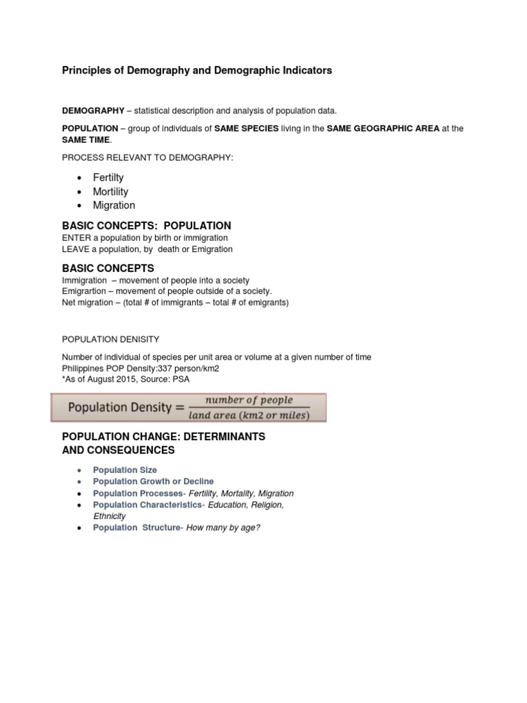 Principles of Demography and Demographic Indicators | PDF | Demography | Population