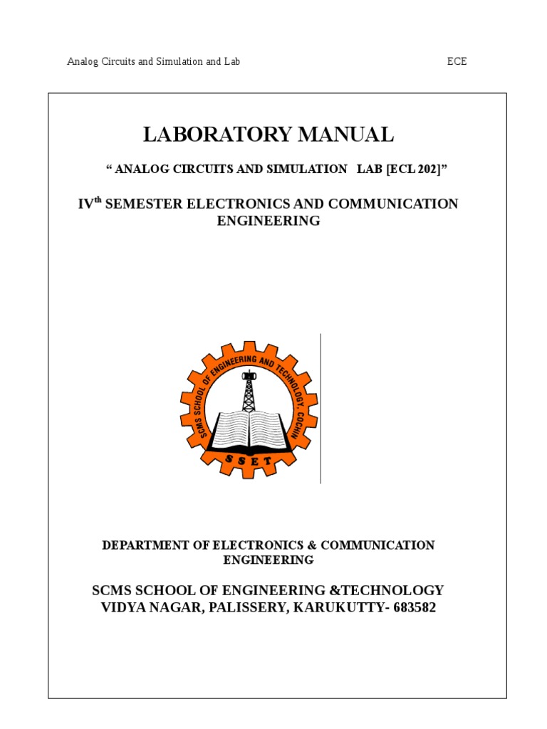 Analog Circuits And Simulation Lab Pdf Amplifier Operational