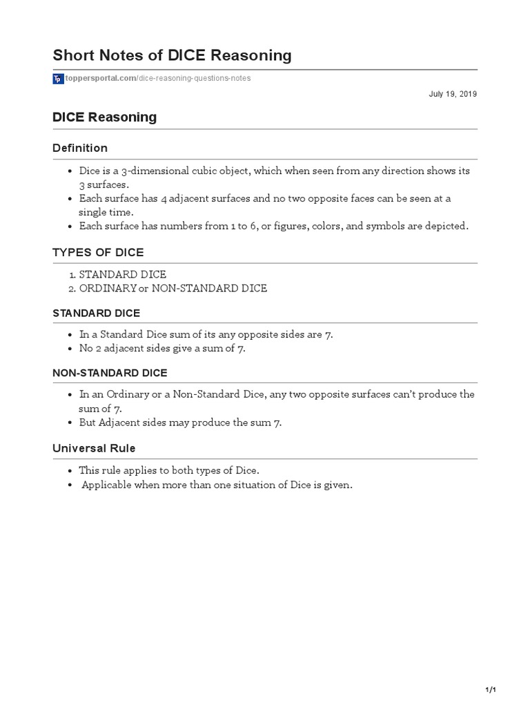 Short Notes of DICE Reasoning | PDF