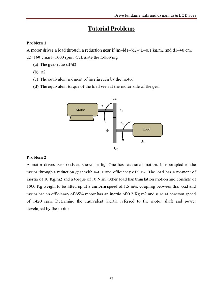 Tutorial Problems: Problem 1 | PDF | Electric Motor | Torque