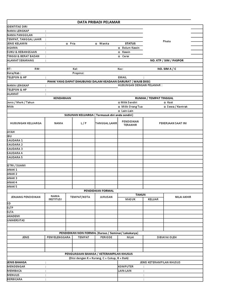 Form Data Pribadi | PDF