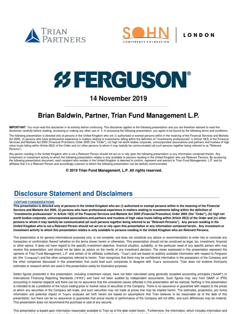 Ferguson - Trian Partners White Paper | PDF | Accounting | Economies