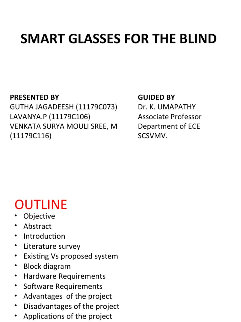 Smart Glasses For The Blind | PDF | Visual Impairment | Glasses