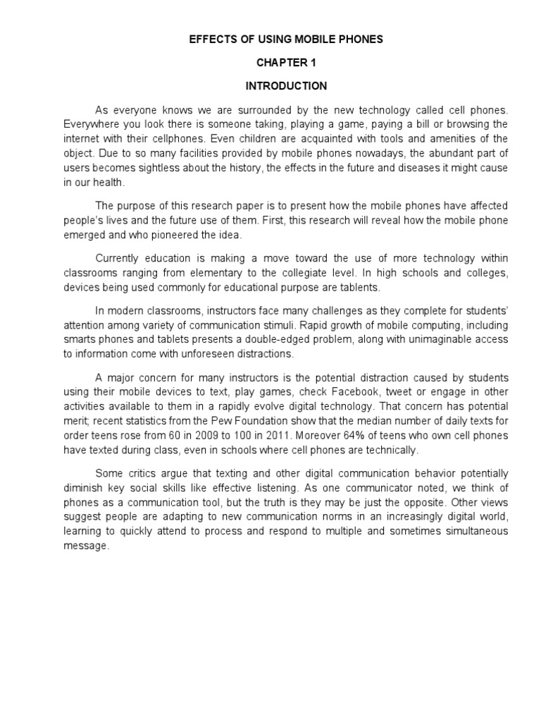 Impact of Mobile Phones in Classrooms | PDF | Mobile Phones | Text ...