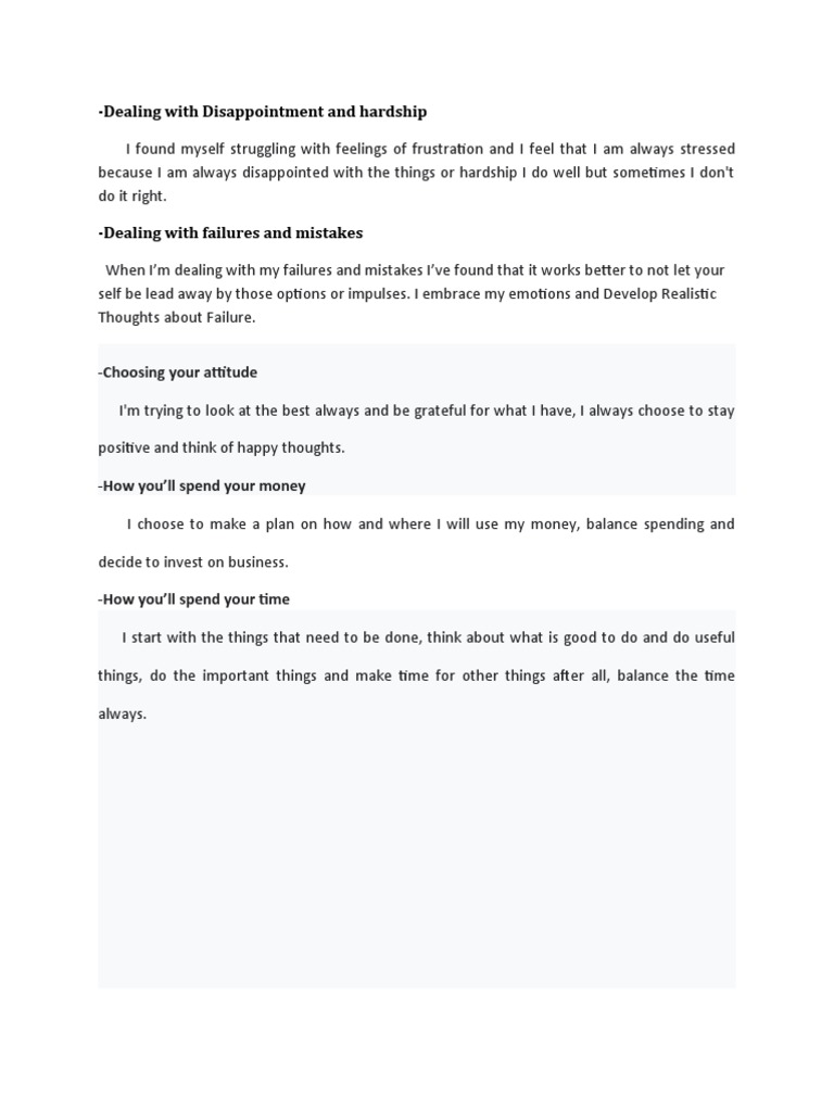 Dealing With Disappointment and Hardship: - Choosing Your Attitude | PDF