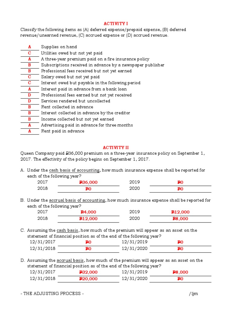 Answer Key - Exercises - Adjusting Entries | PDF | Debits And Credits ...