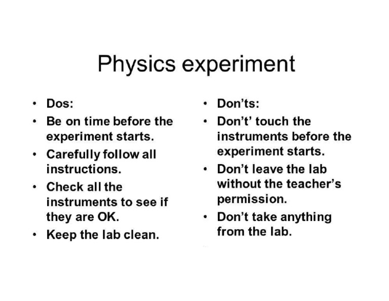 Dos and Donts of Physics Lab | PDF