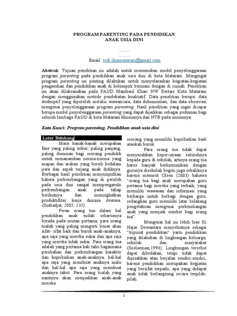 Contoh Parenting Paud | PDF