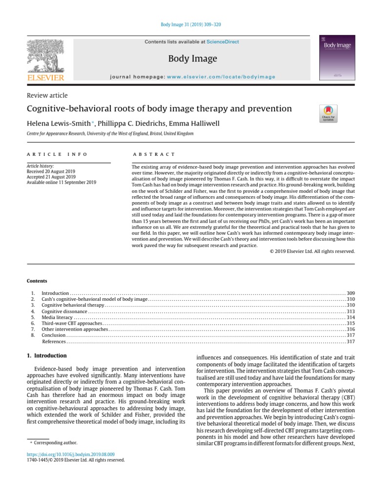 Cognitive-Behavioral Roots of Body Image Therapy and Prevention | PDF ...