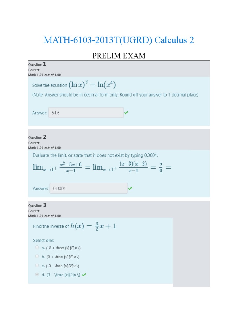 Calculus 2 Prelim Exam | PDF | Differential Equations | Differential ... Calculus 2 Prelim Exam | PDF | Differential Equations | Differential ...