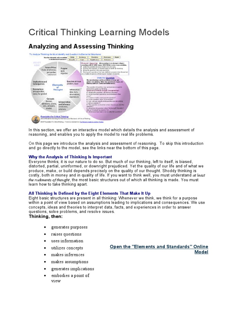 Critical Thinking Learning Models | PDF | Thought | Critical Thinking