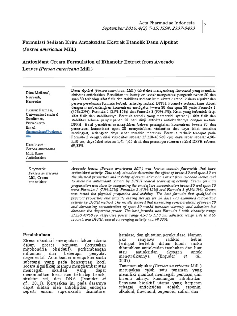 Formulasi Sediaan Krim Antioksidan Ekstr 527d55b6 | PDF | Chemical ...